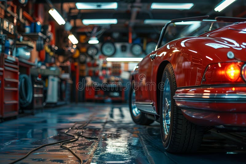 Car in Auto Repair Shop. Auto Service Station. 3d Rendering Stock ...