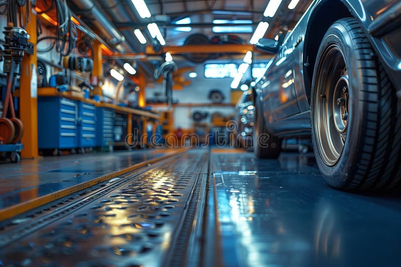 Car in Auto Repair Shop. Auto Service Station. 3d Rendering Stock ...