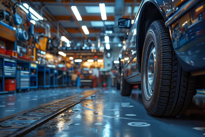 Car in Auto Repair Shop. Auto Service Station. 3d Rendering Stock ...