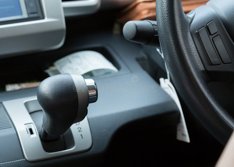 Car Automatic Gear with Black Steering Stock Image - Image of ...