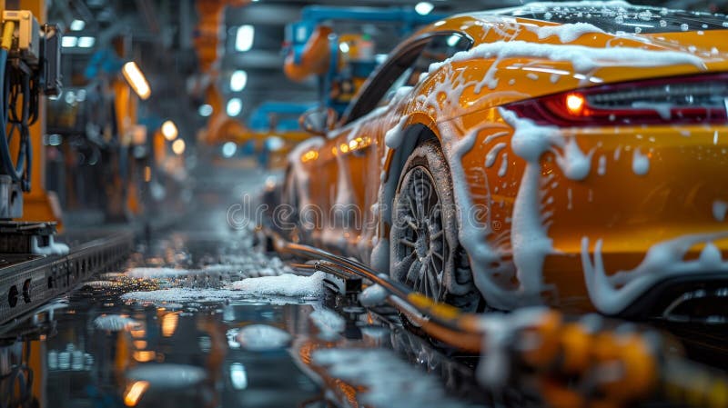 Car in Automatic Car Wash Covered in Soap Suds - Generative Ai Stock ...