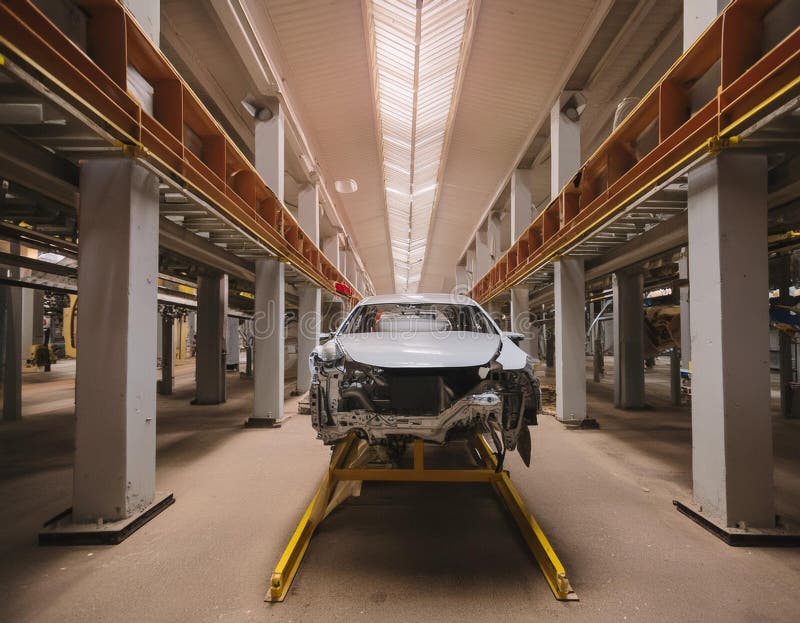 Car Automobile Factory Assembly Line Stock Illustration - Illustration ...