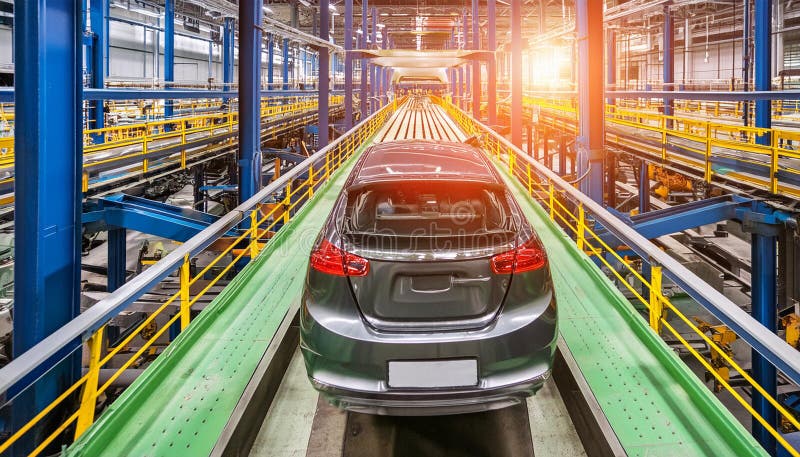 Car Automobile Factory Assembly Line Stock Illustration - Illustration ...