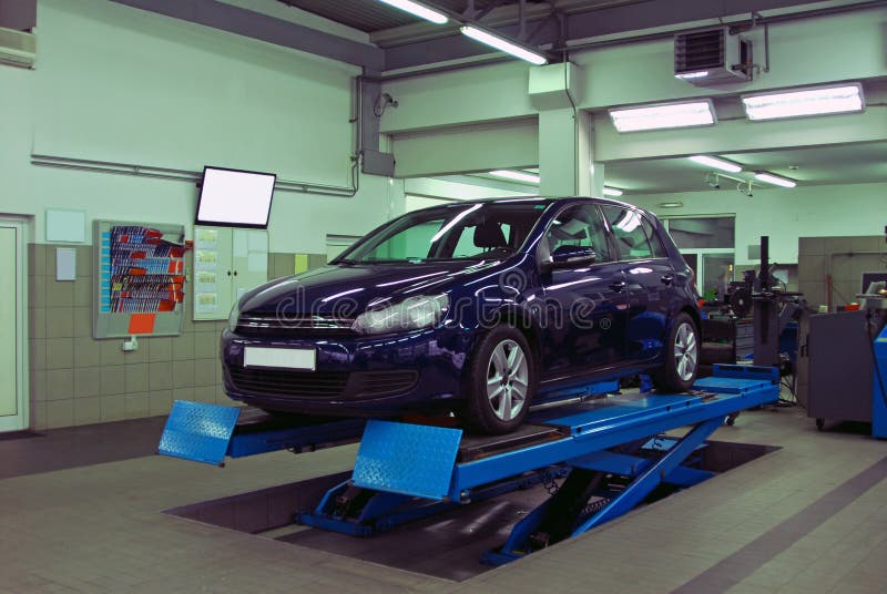 Service Station at Car Dealership Stock Photo - Image of shop, glass ...
