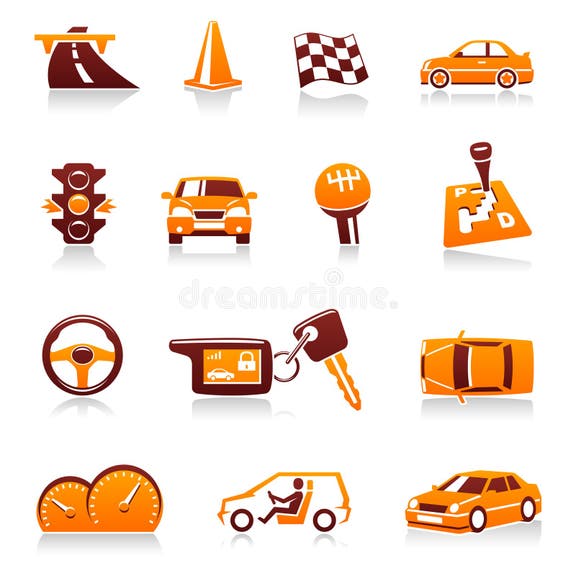 Car and Automotive Vector Icon Set Stock Vector - Illustration of light ...