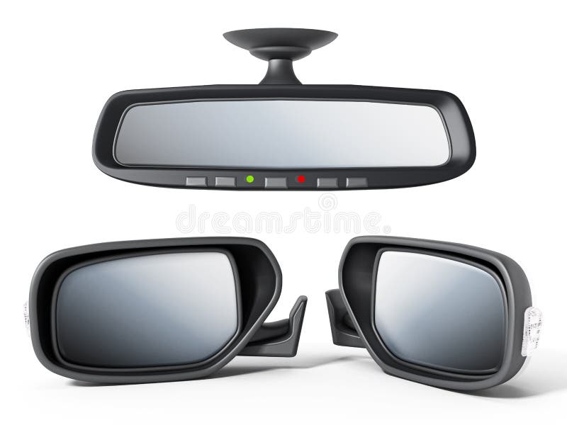 Car Back and Side Mirrors Isolated on White Background. 3D Illustration ...