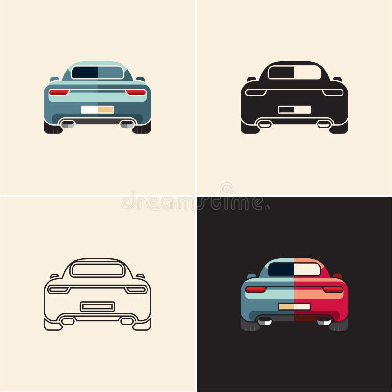 Car back view. Car icon. stock vector. Illustration of service - 109260501