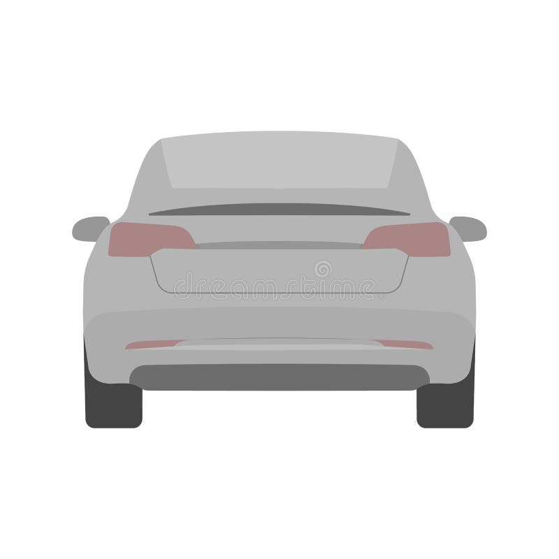 Car Back View. Urban Car. Vector Line Illustration Isolated on White ...