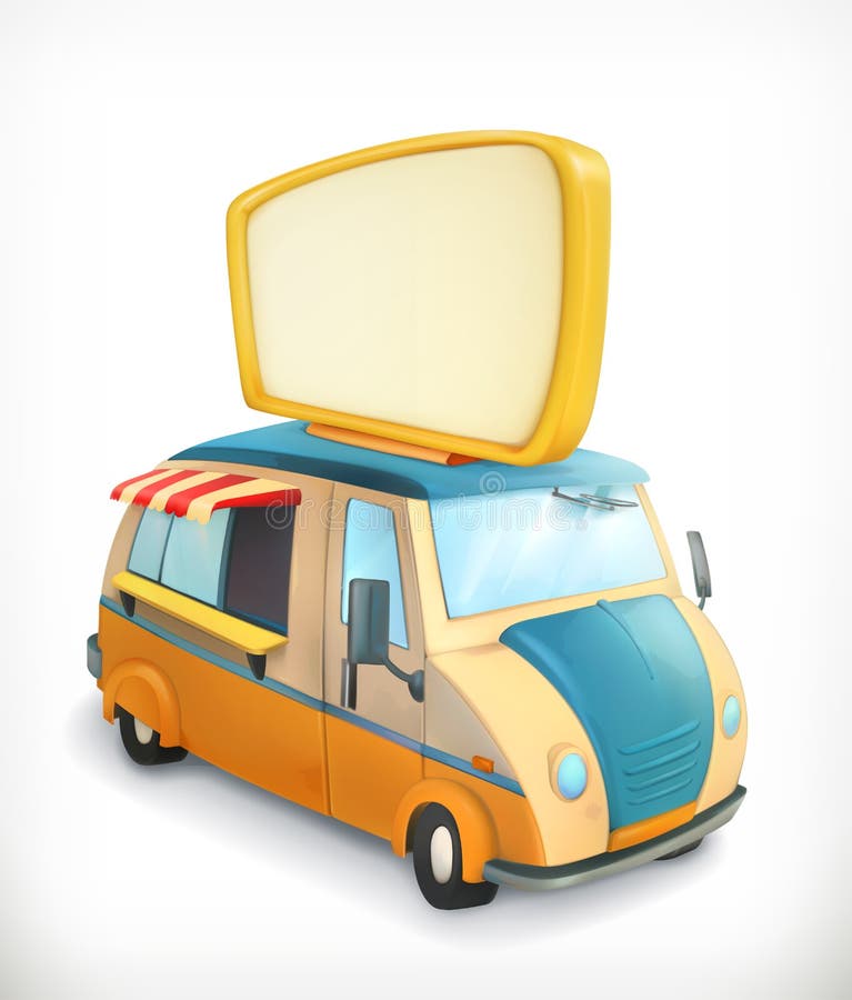 Car with banner, food cart stock vector. Illustration of banner - 76239159