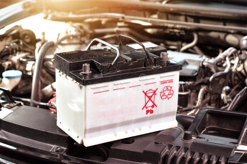 The Car Battery of the Automobile Electrical System in the Engine ...