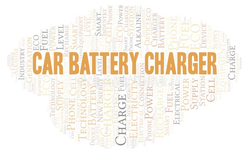 Battery Charger Typography Word Cloud Create with the Text only. Stock ...