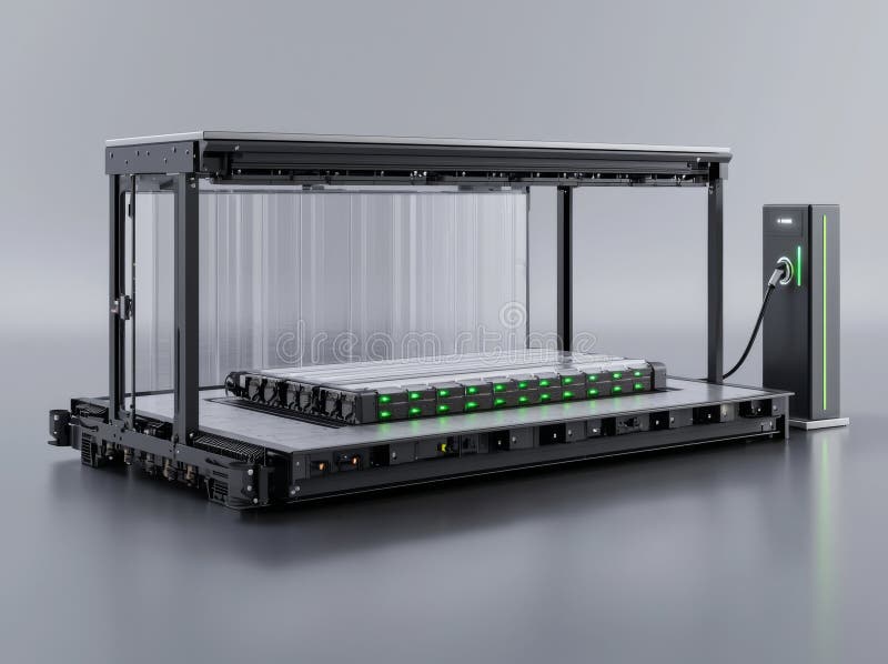 Car Battery Charging Station with Electric Vehicle Plug-in Stock Photo ...