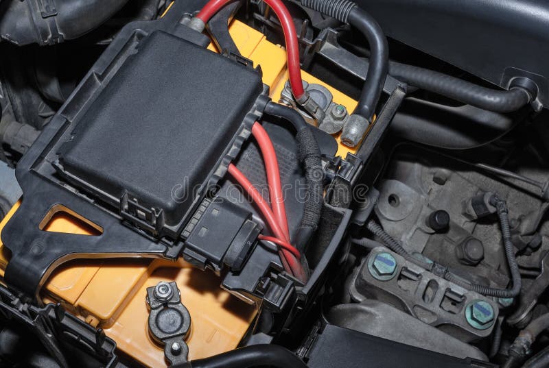 Car Battery in the Engine Compartment Stock Photo - Image of motion ... Car Battery in the Engine Compartment Stock Photo - Image of motion ...
