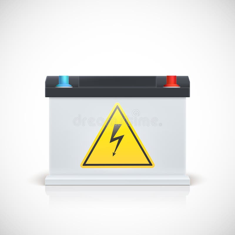 Car Battery Front View Isolated on White Background. Stock Vector ...