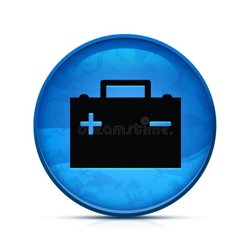 Car Battery Icon on Classy Splash Blue Round Button Illustration Stock ...