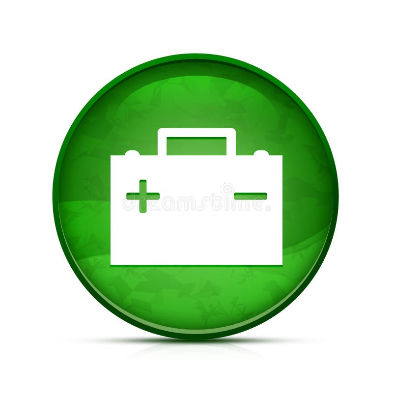 Car Battery Icon on Classy Splash Green Round Button Illustration Stock ...
