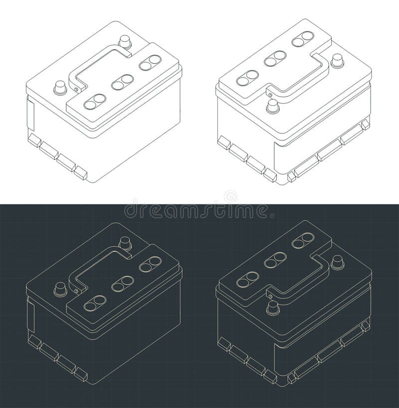Car Battery Isometric Blueprints Stock Vector - Illustration of energy ...