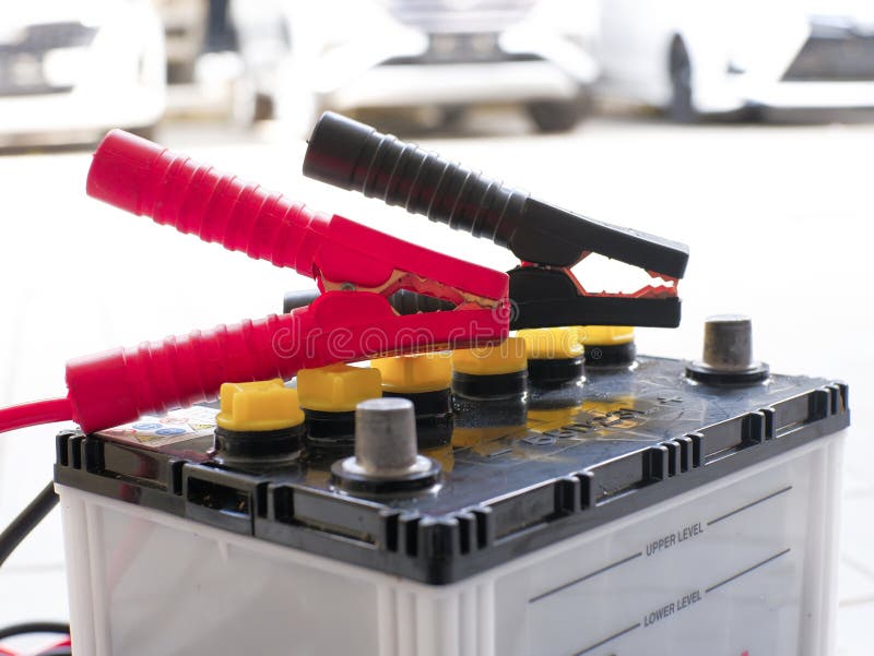 Car Battery and Jump Cables Stock Photo - Image of volt, black: 282017364