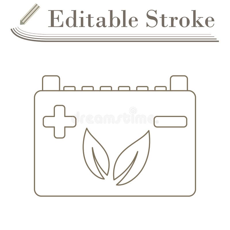 Car Battery with Leaf Icon stock vector. Illustration of leaf - 202735869
