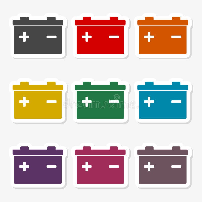 Car battery sticker set stock vector. Illustration of black - 121811775