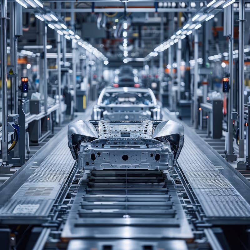 A Car is Being Built in a Factory Stock Illustration - Illustration of ...