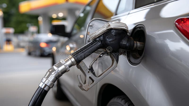 Car Being Refueled at a Gas Station. Stock Image - Image of ...