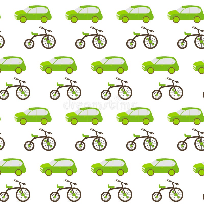 Car and Bicycle Seamless Pattern Stock Vector - Illustration of graphic ...