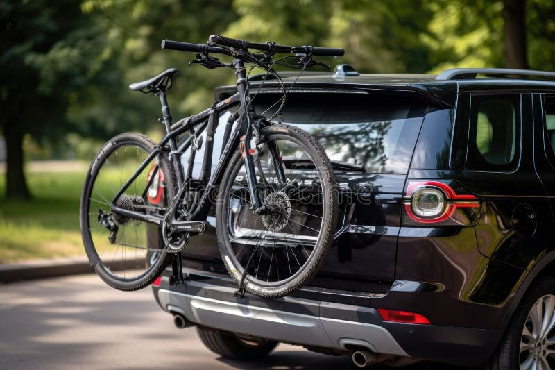 Car with Bike Rack on the Back, Ready To Hit the Open Road Stock ...