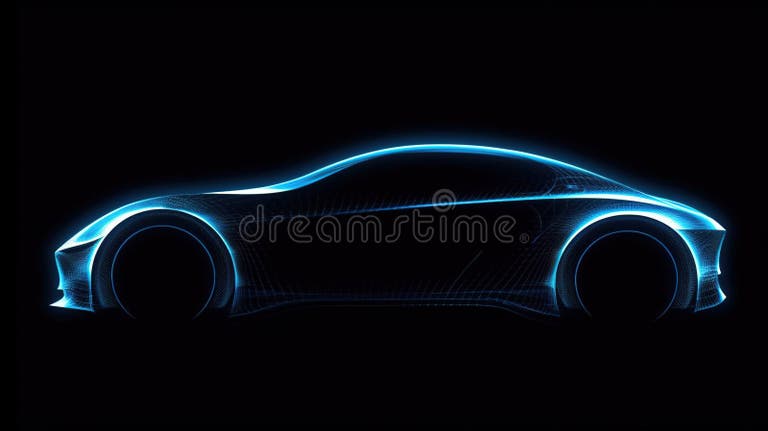 Car with Blue Light on a Black Background. Stock Illustration ...