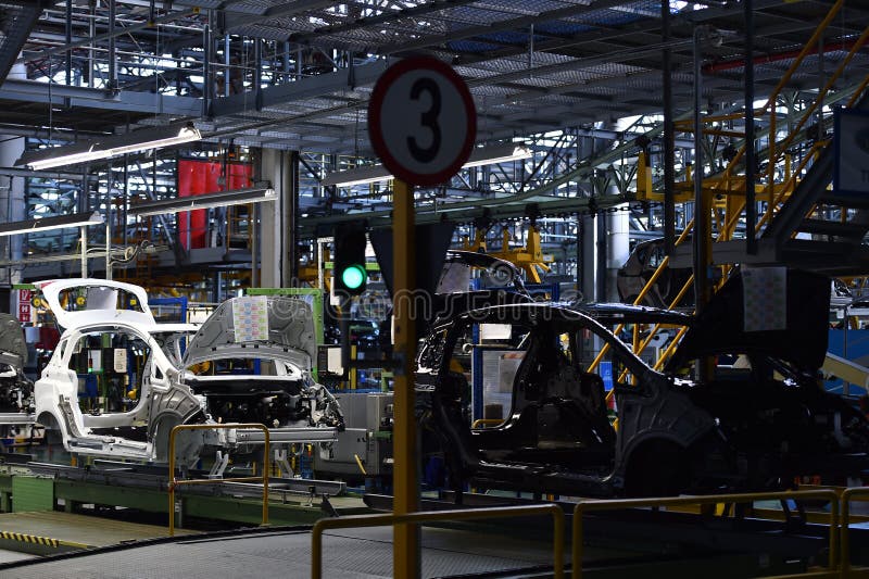 Car Bodies on the Production Line Stock Photo - Image of industrial ...
