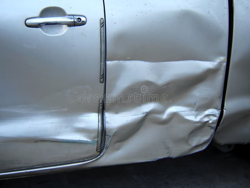 The Car Body Condition of the Left Side-impact Collision Stock Image ...
