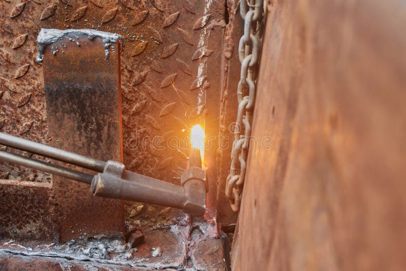 Car Body Part Removal by Oxygen Acetylene Cutting Torch Stock Photo ...