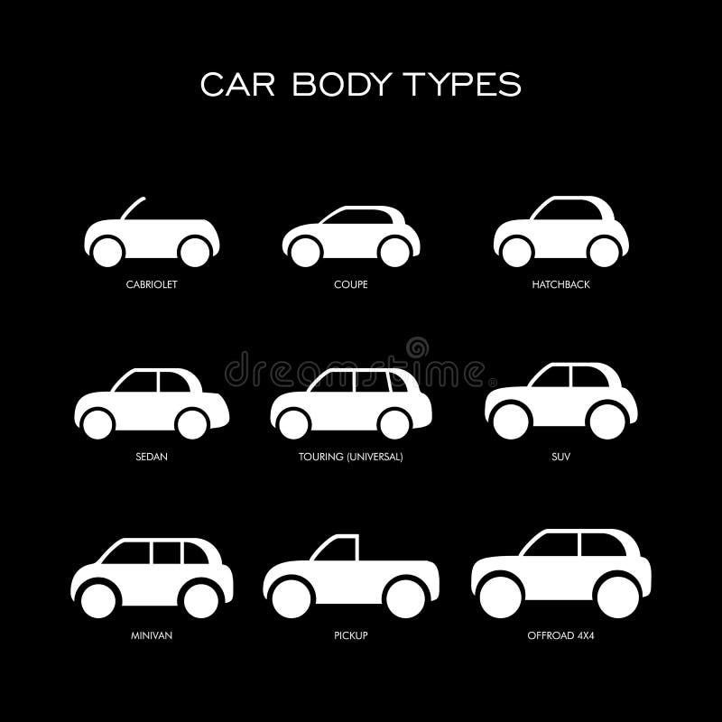 Car Body Type Vector Flat Style Illustration Icon Set Stock Vector ...