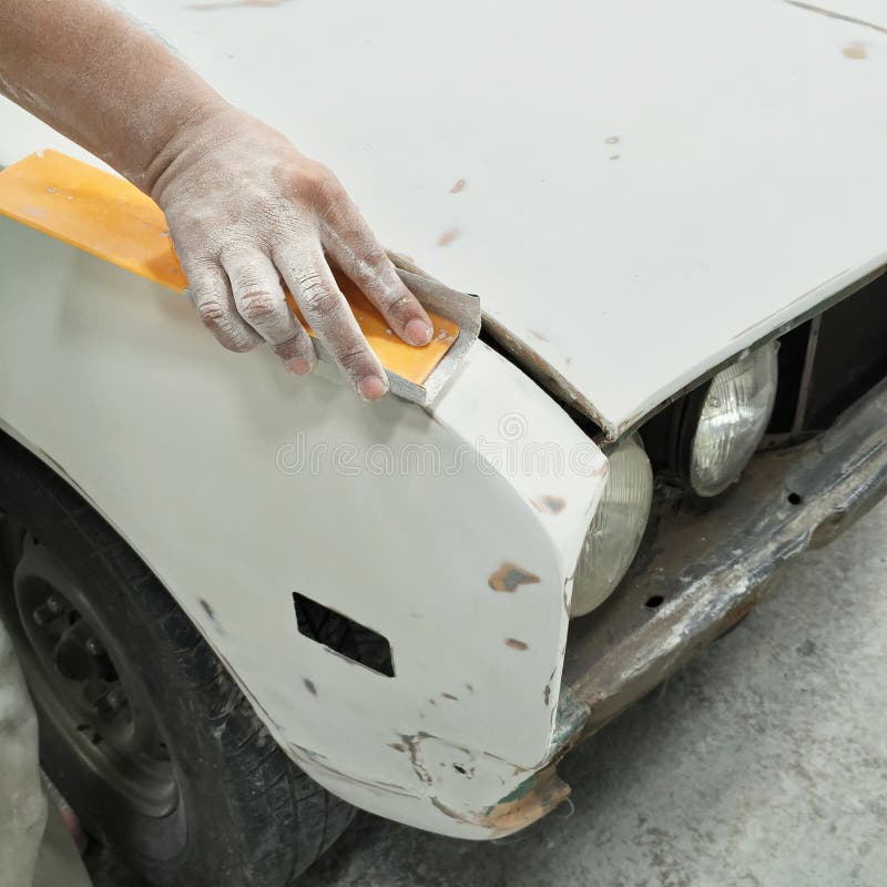 Car Body Work Auto Repair Paint after the Accident. Stock Photo - Image ...