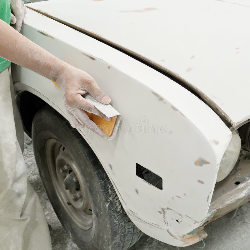 Car Body Work Auto Repair Paint after the Accident. Stock Photo - Image ...