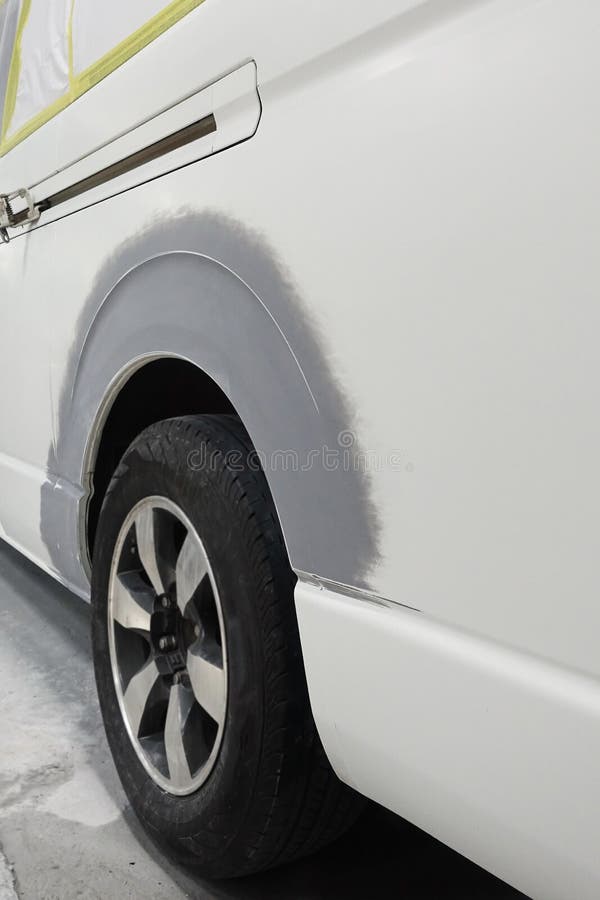Car Body Work Auto Repair Paint after the Accident during the Spraying ...