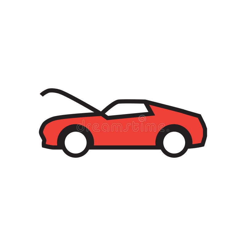 Car with Bonnet Open. Vector Illustration Decorative Design Stock ...