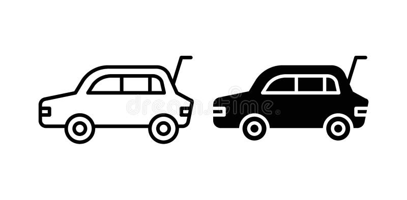 Car Boot Thin Line Icon Set Stock Vector - Illustration of travel ...
