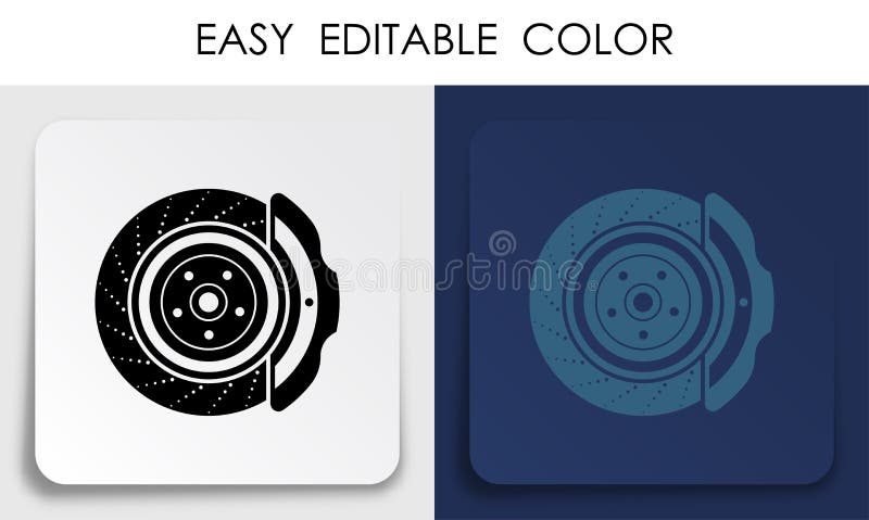 Car Brake Disc Icon on Paper Square Sticker with Shadow. Brake Pads ...