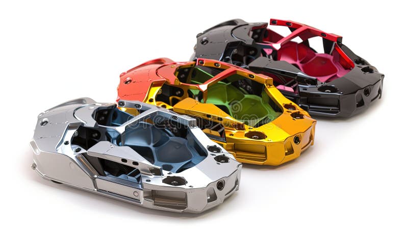 Car Brake Disk Calipers of Different Colors Isolated on White Ba Stock ...