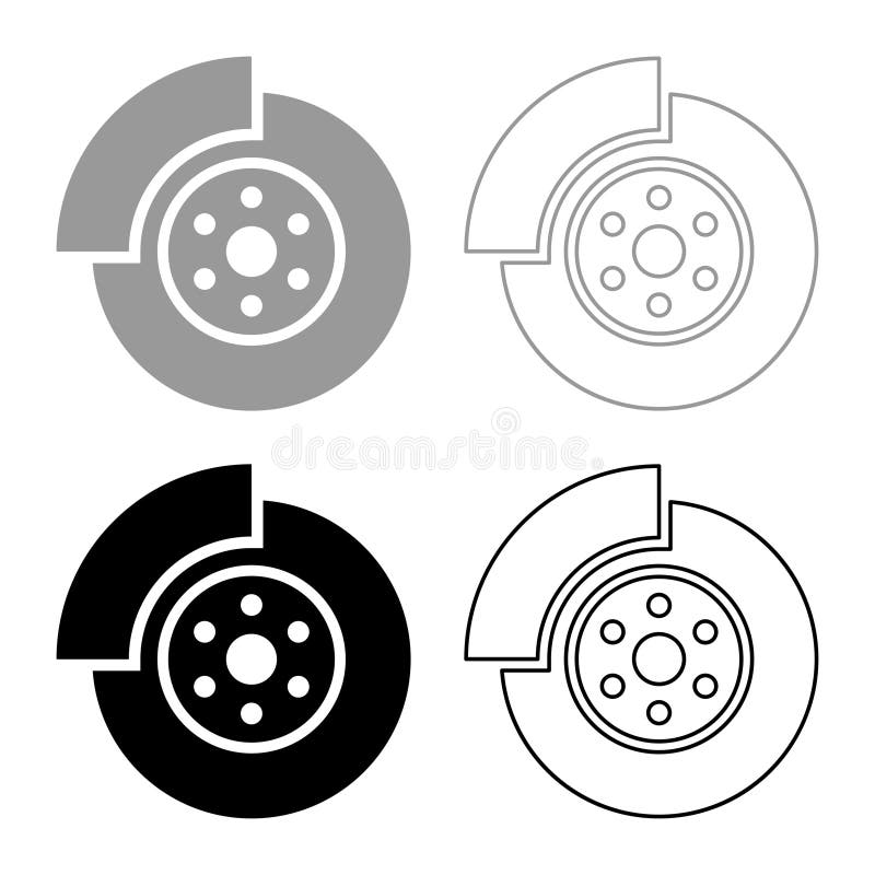 Car Brake Disk Part Gear System Set Icon Grey Black Color Vector ...
