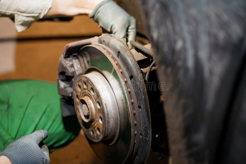 Car Brake Inspection and Maintenance Close-Up Stock Image - Image of ...