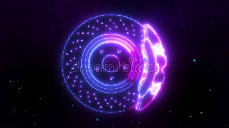 Car Brake Neon Light Line Art Icon. Stock Video - Video of logo, retro ...