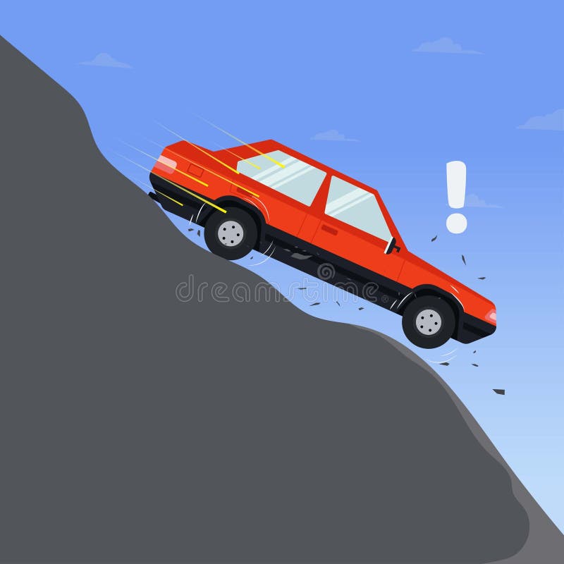 Car Break Fail on Steep Descent Graphic Design Illustration Stock ...