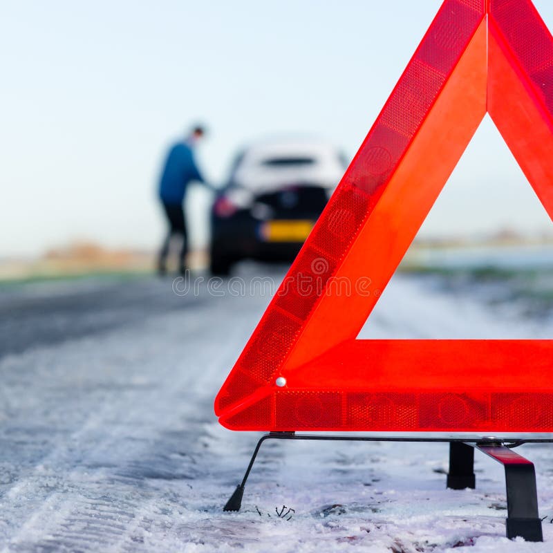 Broken Down Car with Warning Signal Stock Image - Image of failure ...