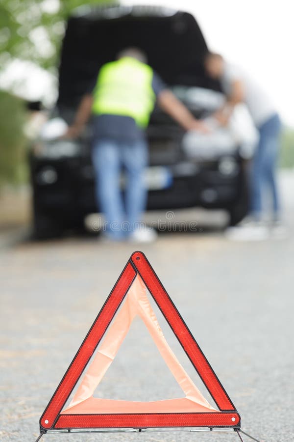 Car with Breakdown Alongside Road Stock Photo - Image of driver ...