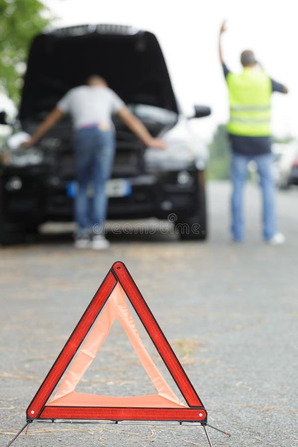 Car with Breakdown Alongside Road Stock Image - Image of rescue, color ...