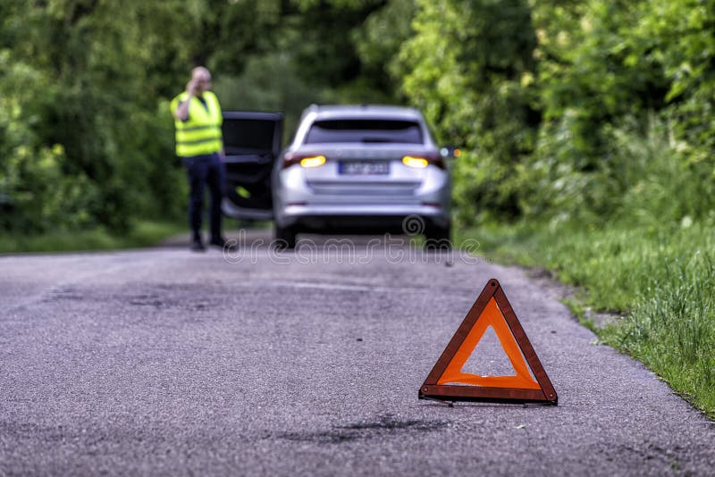 Car Breakdown on a Country Road Stock Photo - Image of damage ...