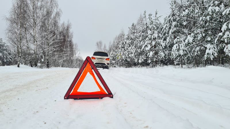 Car Breakdown on a Country Road in Winter Stock Photo - Image of ...