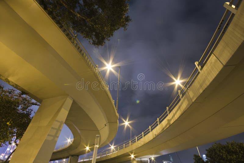 Night View of Brisbane Gateway Bridge Stock Photo - Image of concrete ...